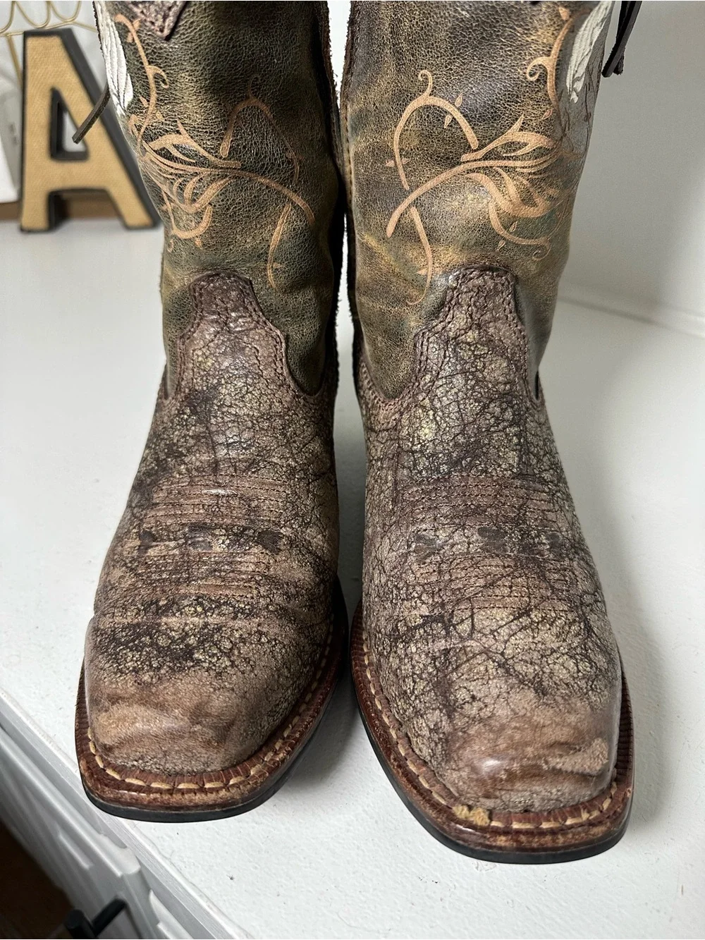 Shyanne | Shoes | Shyanne Cowboy Boots Womens 85 Brown Crackle Leather ...